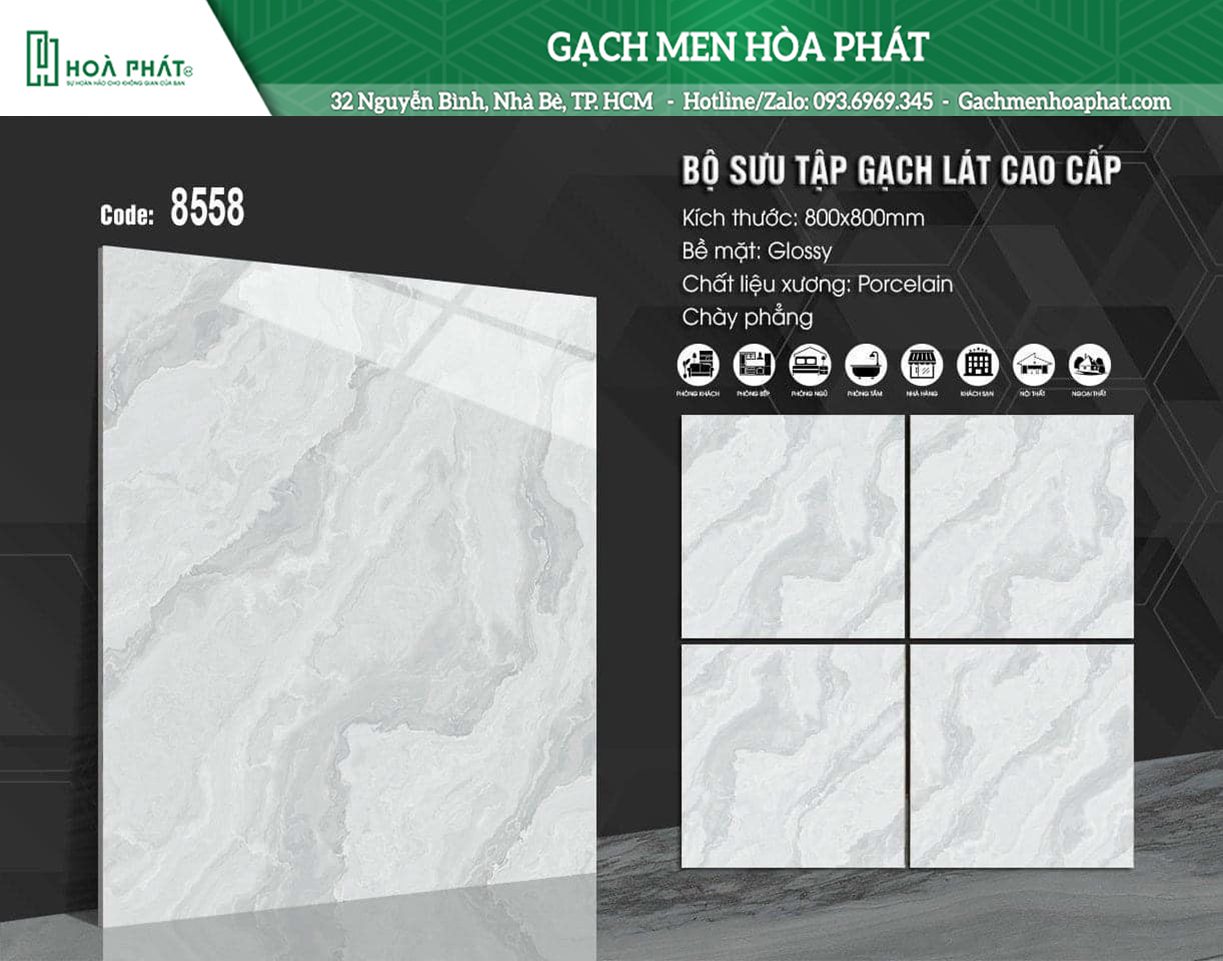 Gạch lát nền 80x80 Blue Dragon BD 8558 - Gạch men Hoà Phát